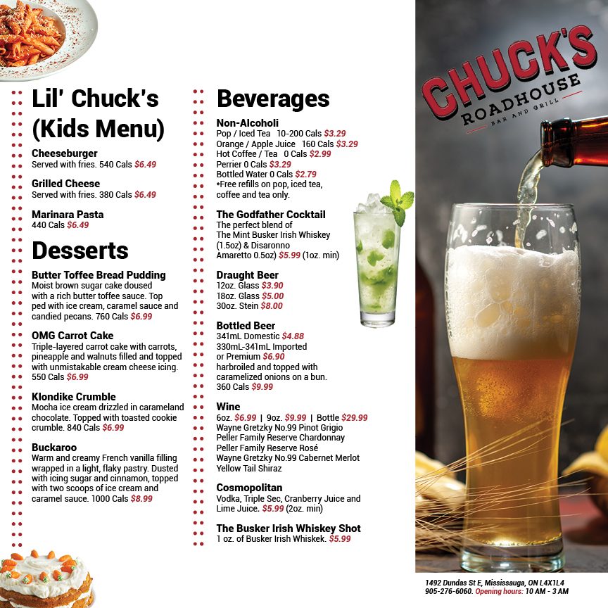 Chuck’s Bar Menu – Graphic Designer